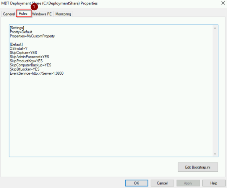 Customize MDT Deployment Share with Rules and Bootstrap.ini